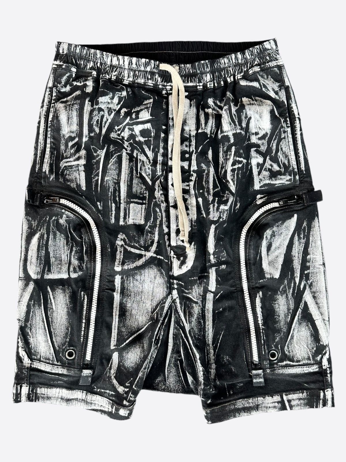Rick Owens BAUHAUS POD SHORTS ACID PAINT WASH | Grailed
