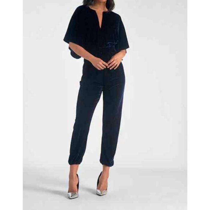 Elan ELAN Velvet Jumpsuit In Midnight Blue | Grailed