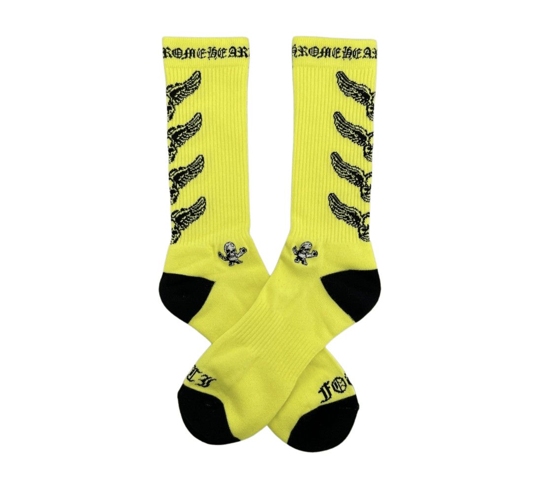 Chrome Hearts x Foti Mahalia Logo Socks Neon Yellow Black | Grailed