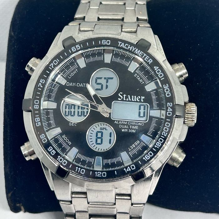 Other Stauer Chrono Dual Time WR 30M Black Face Mens Watch | Grailed