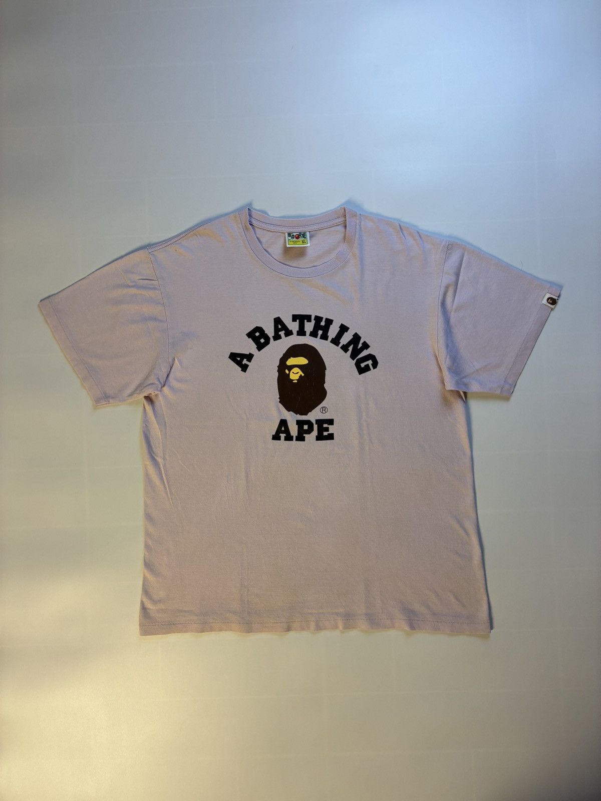 Bape Bape College Tee (Light Pink) | Grailed