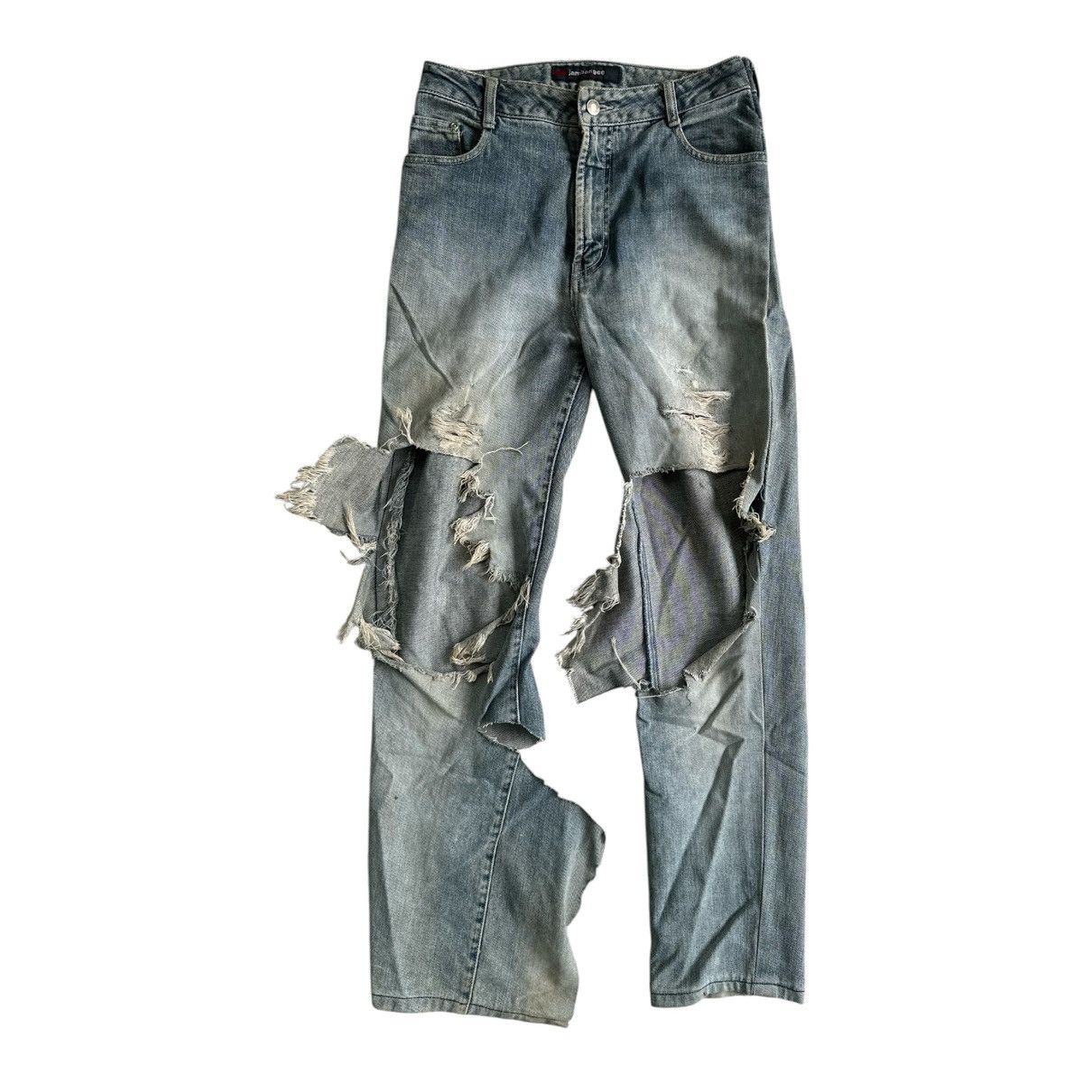 Drain Gang SICK DISTRESSED JEANS CRAZY WASHED HOMELESS PUNK STYLE | Grailed