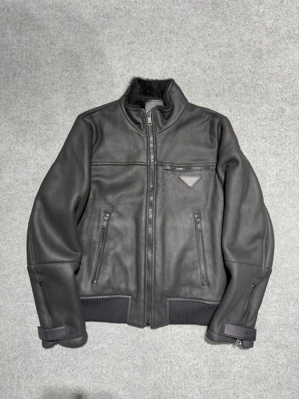 Prada Prada - Sheepskin sherpa - Leather jacket | Grailed