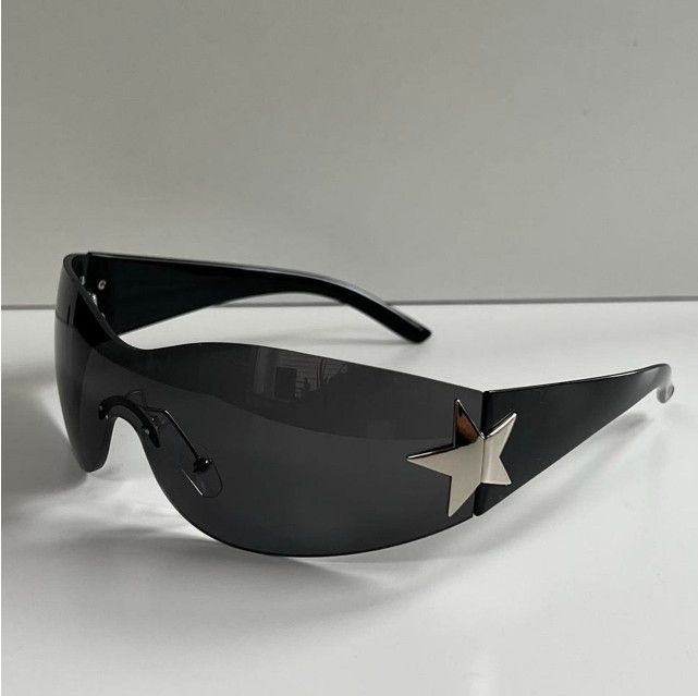 Designer Y2k 2000s Vintage Style Black Gray Frameless Star Sunglasses