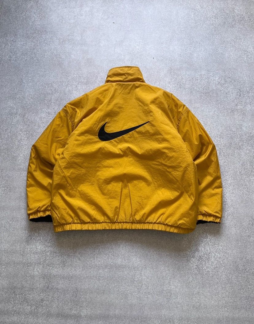 Nike Vintage Nike Swoosh Yellow Reversible Puffer Jacket Y2K L | Grailed