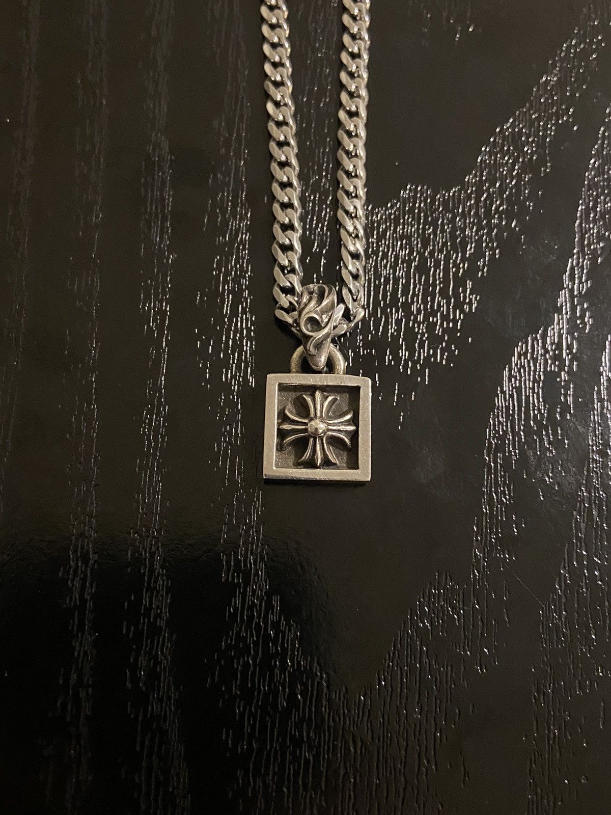 Chrome Hearts Chrome Hearts Framed Cross Plus Pendant Cuban Chain ...