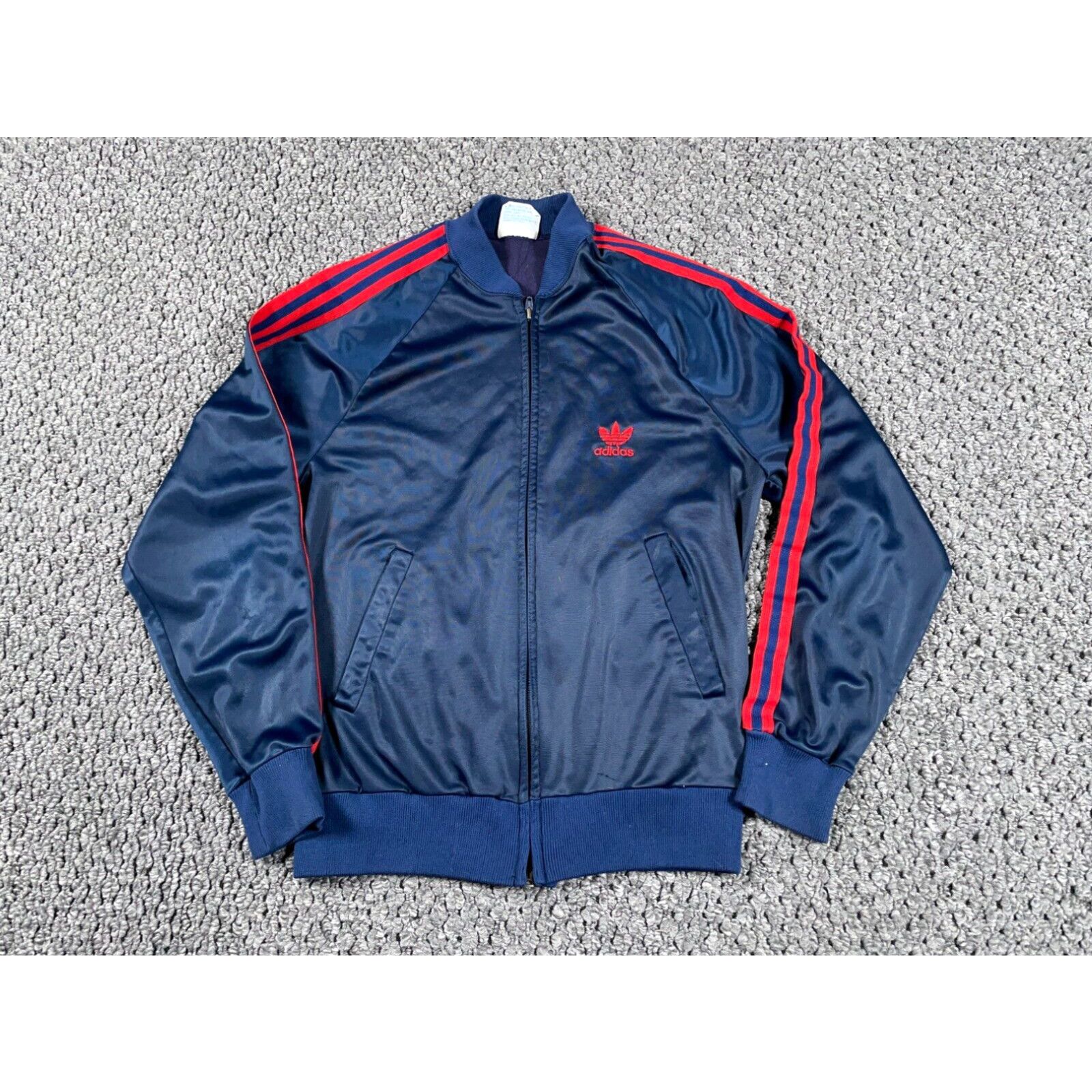 Adidas VTG 80s adidas ATP Keyrolan Trefoil Track Jacket Adult Small Dark Blue Red USA | Grailed
