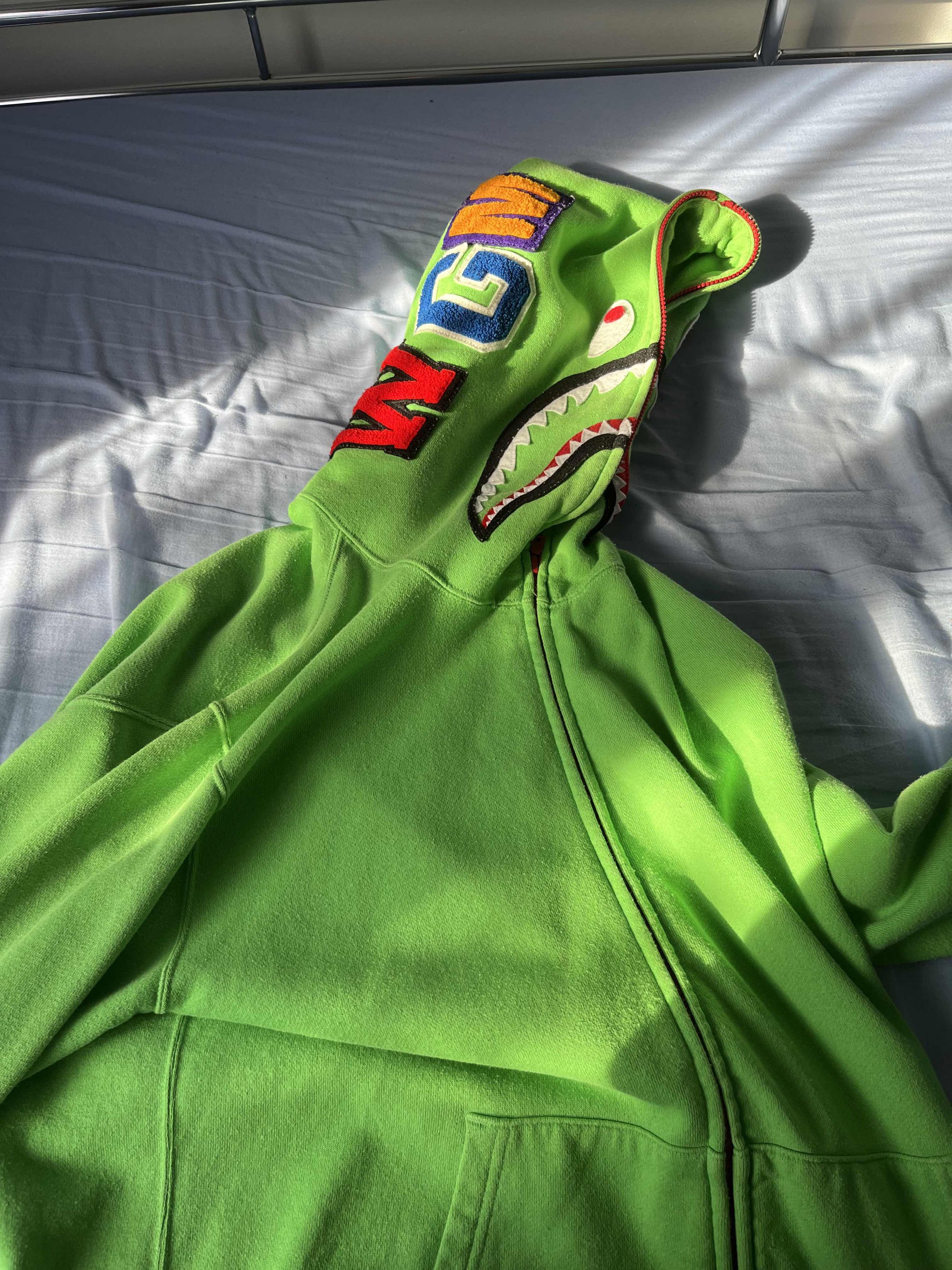 Bape Neon Shark Full Zip Hoodie | Grailed