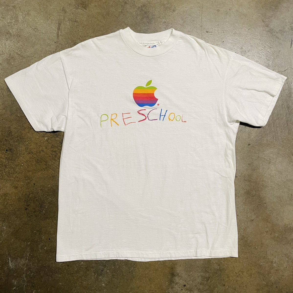 Apple × Made In Usa × Vintage Vintage 90s Apple Preschool Logo T-Shirt RARE | Grailed