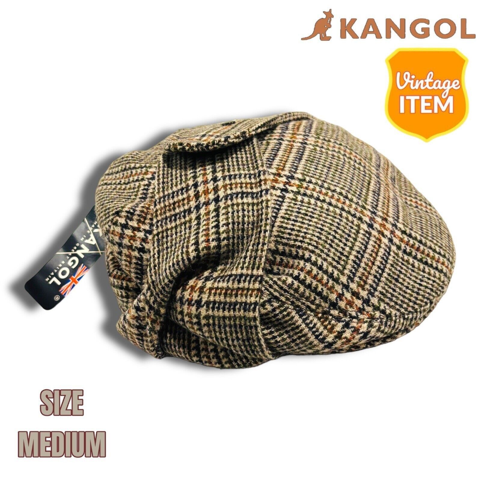 Kangol Vintage KANGOL Bugatti Wool Blend Checkered Tweed Flat Cap T ...