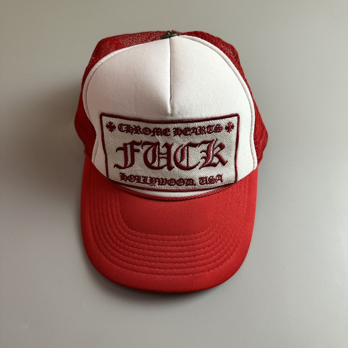 Chrome Hearts Chrome hearts “Fuck you” red trucker cap | Grailed