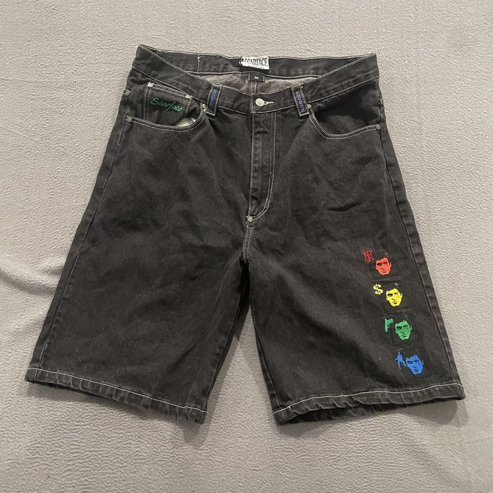 Vintage Vintage Scarface Clothing Shorts Mens 36 Black Baggy Denim ...