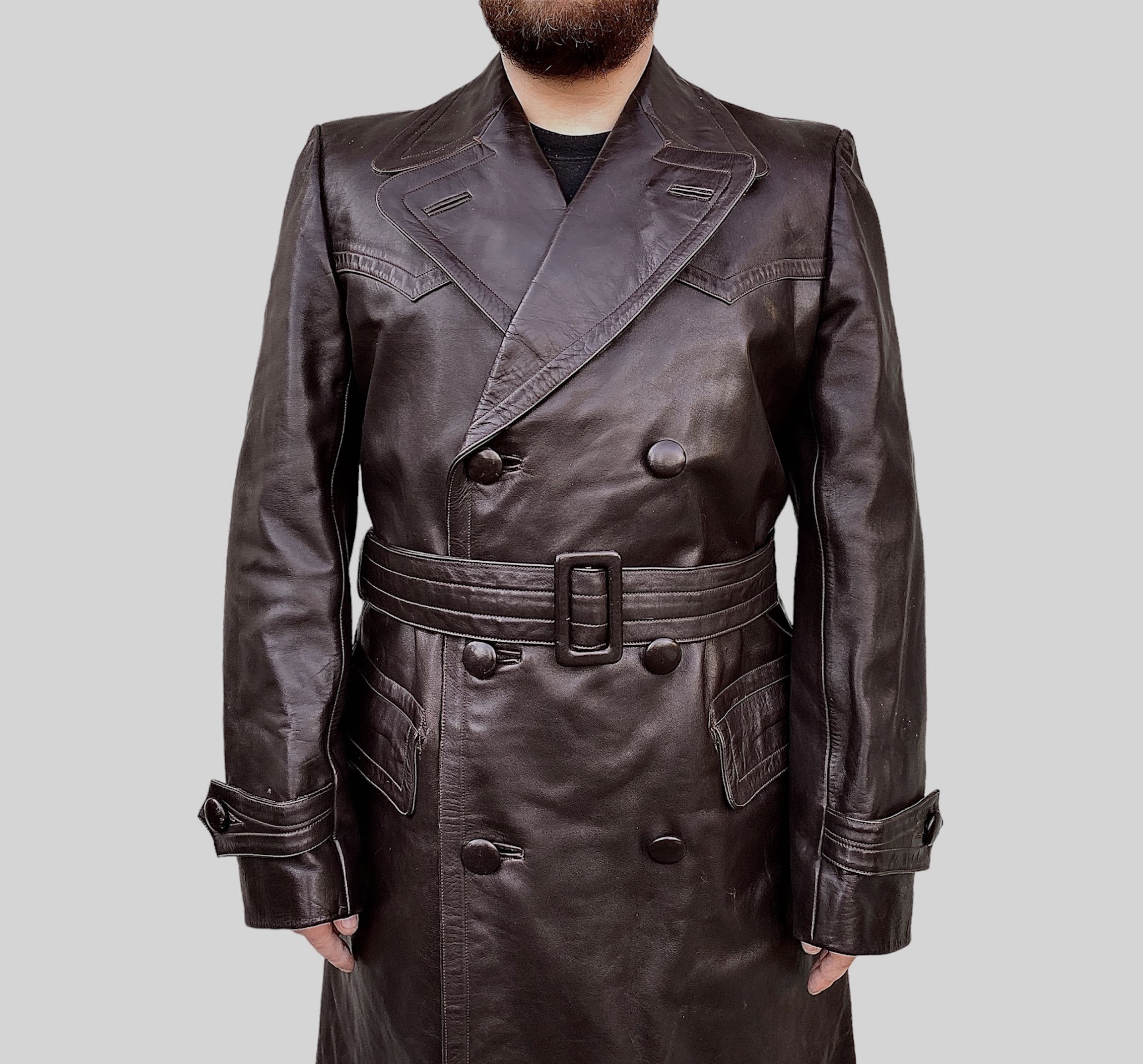 Vintage Retro Military WW2 German Luftwaffe Motorcycle Leather Coat ...