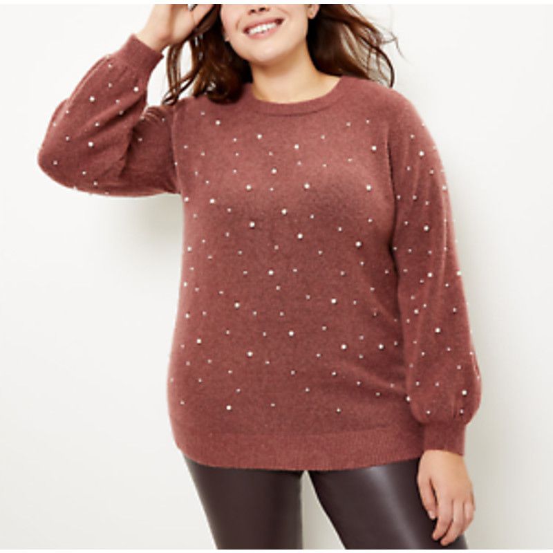 Other LOFT Plus Balloon Sleeve Pearl Beaded Sweater 16 18 NEW | Grailed