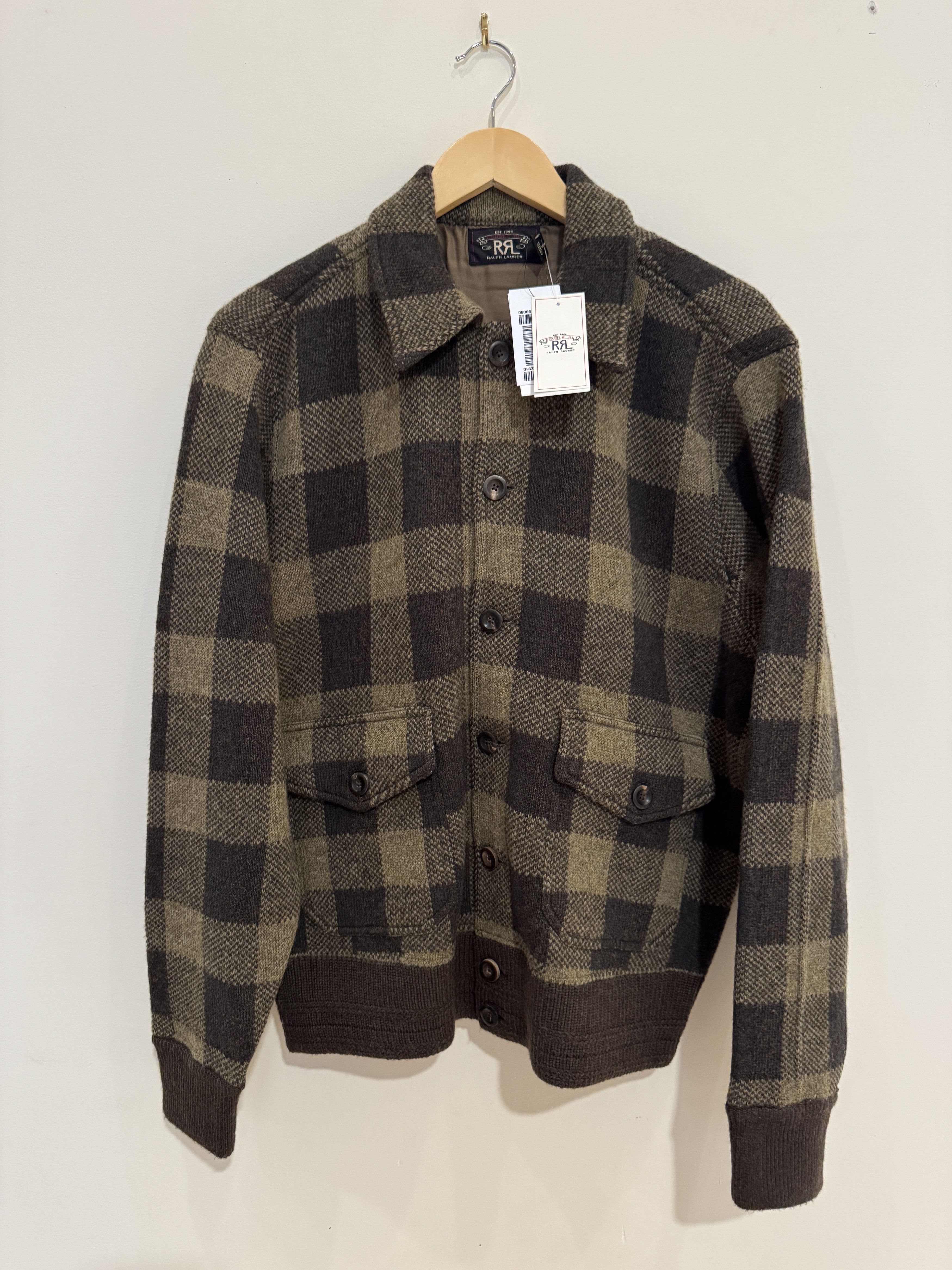 RRL Ralph Lauren RRL Ralph Lauren Double RL Brown Wool Check Button ...