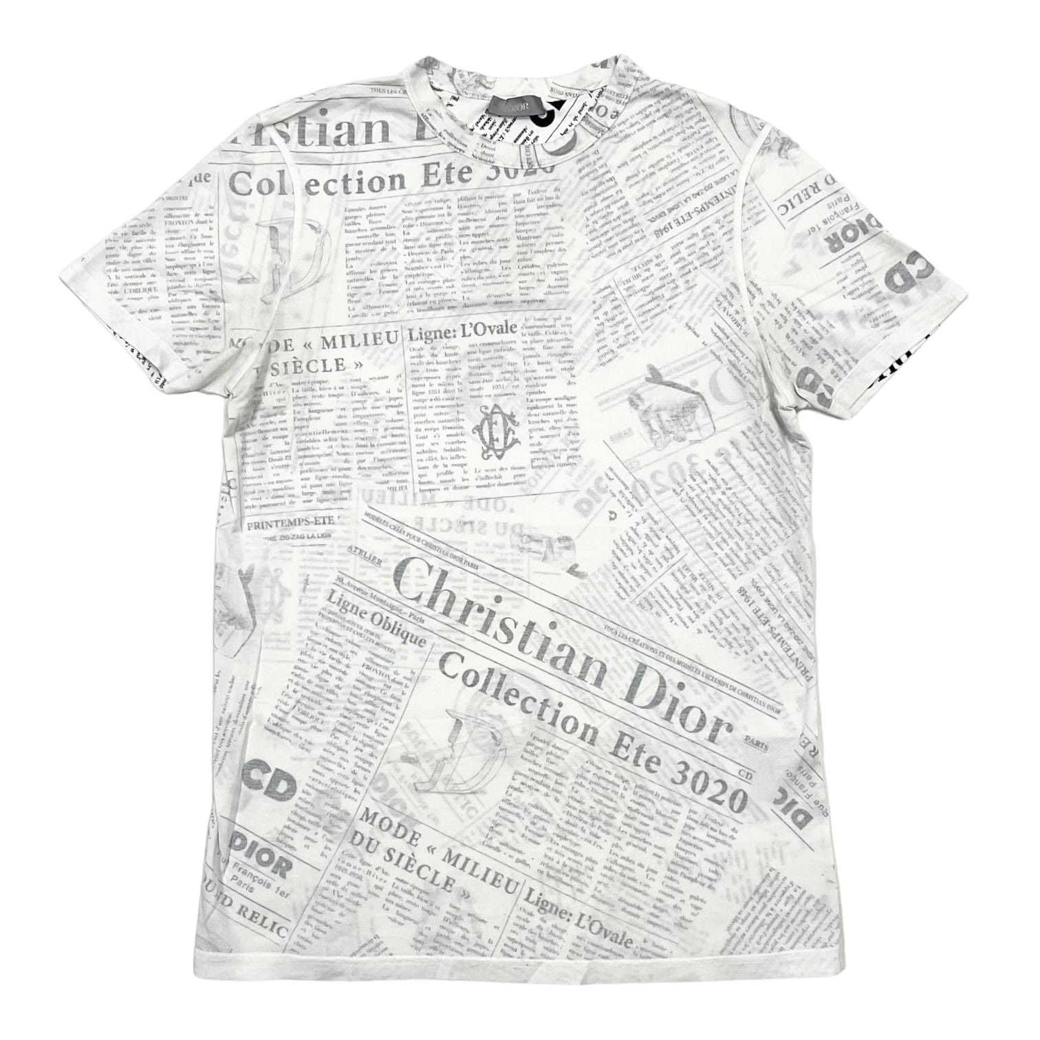 Dior Dior x Daniel Arsham Newspaper Print Tee Beige White | Grailed