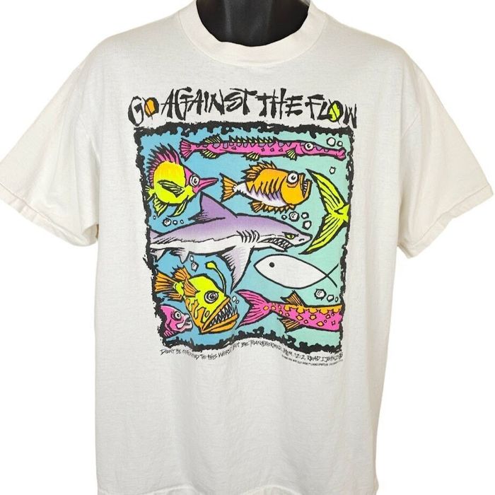 Vintage Christian T Shirt Vintage 80s Go Against The Flow Bible | Grailed