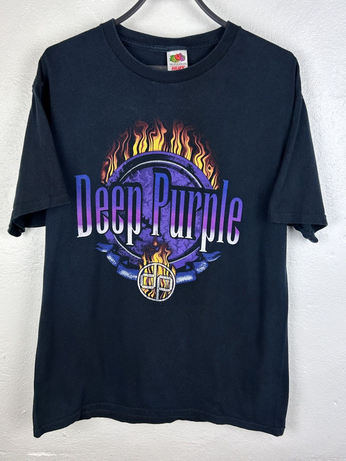 Vintage 00s Vintage Deep Purple Flame Logo Short Sleeve T-Shirt | Grailed