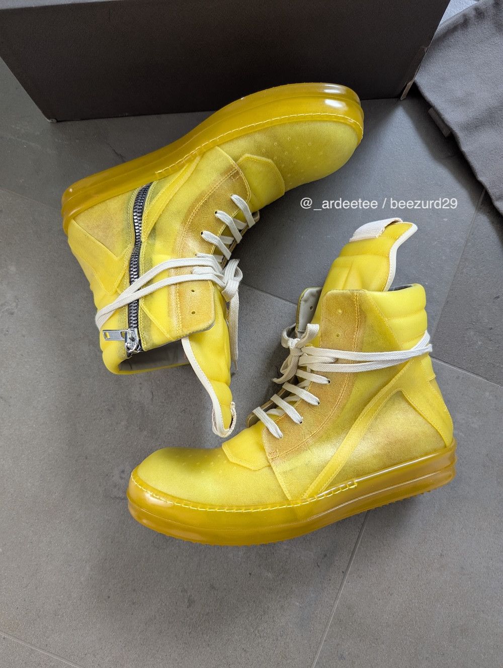 Rick Owens APPARITION SEMI-TRANSPARENT LEATHER GEOBASKET SNEAKERS | Grailed