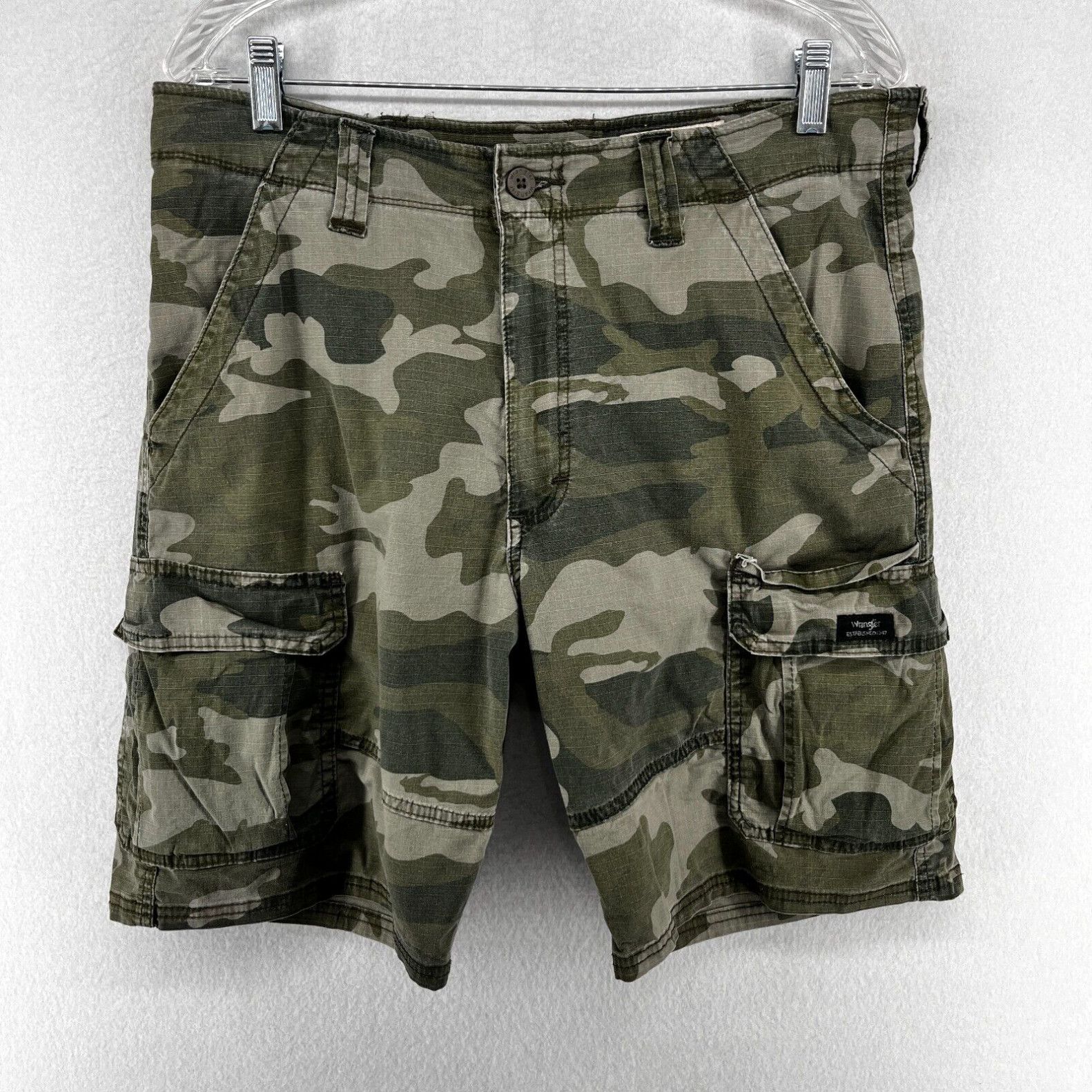 Wrangler WRANGLER Shorts Mens 34 Camo Cargo 9" Relaxed Fit Ripstop ...