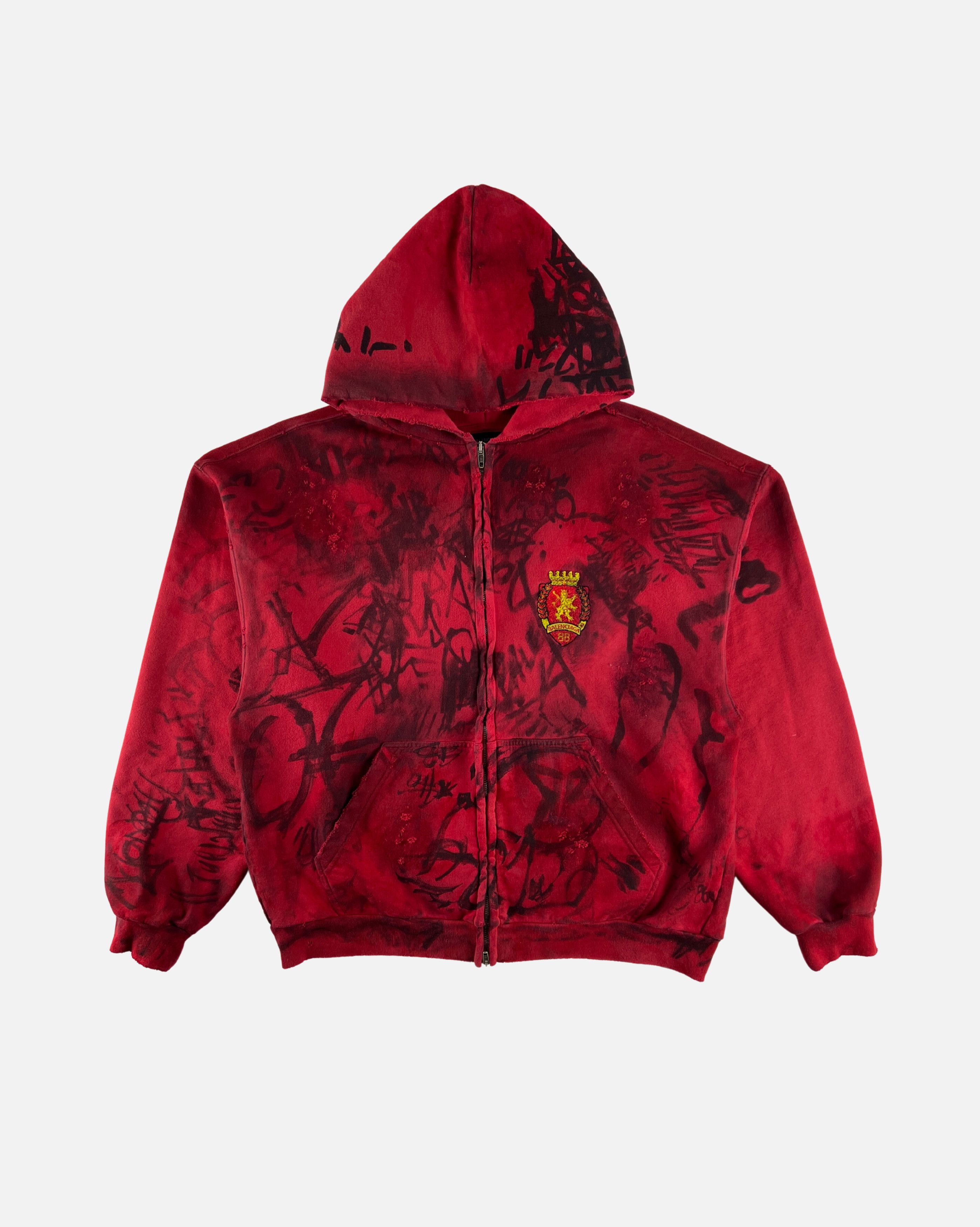 Balenciaga Balenciaga Red Graffiti Skater Hoodie | Grailed