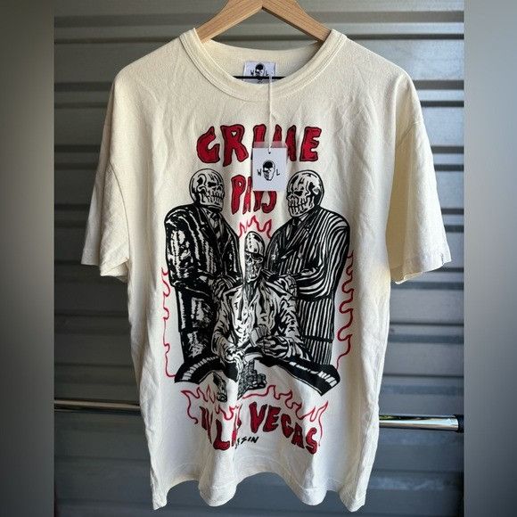 Designer × Warren Lotas NWT WARREN LOTAS CRIMES PAY WHITE T-SHORT SZ ...