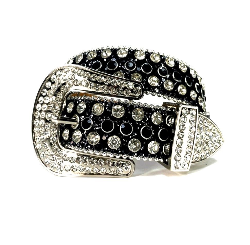 Vintage Stunning Punk Shine Gems Black Leather Belt Unique Amazing ...