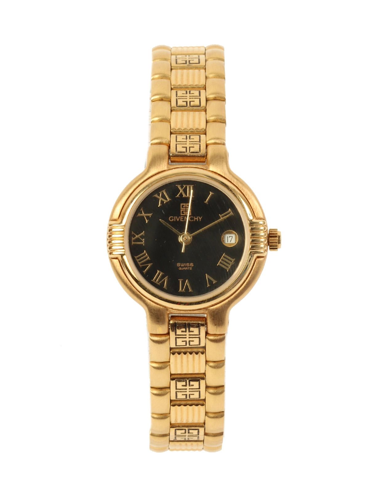 Givenchy GIVENCHY Round Face Logo Bezel Watch Gold/Black | Grailed