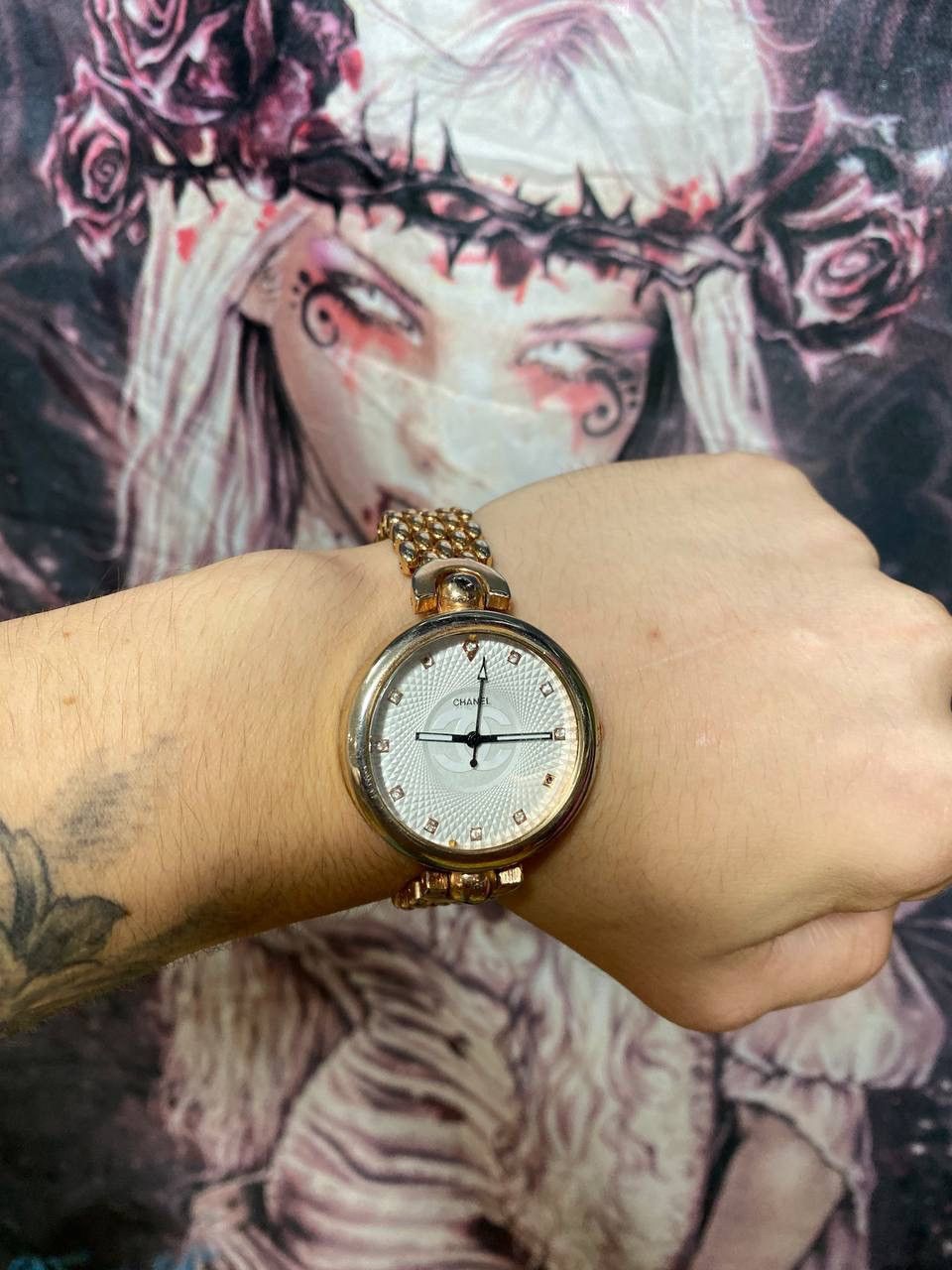 Vintage Vintage Rare 90s Avant Garde Clock Style Chanel Gold Color ...