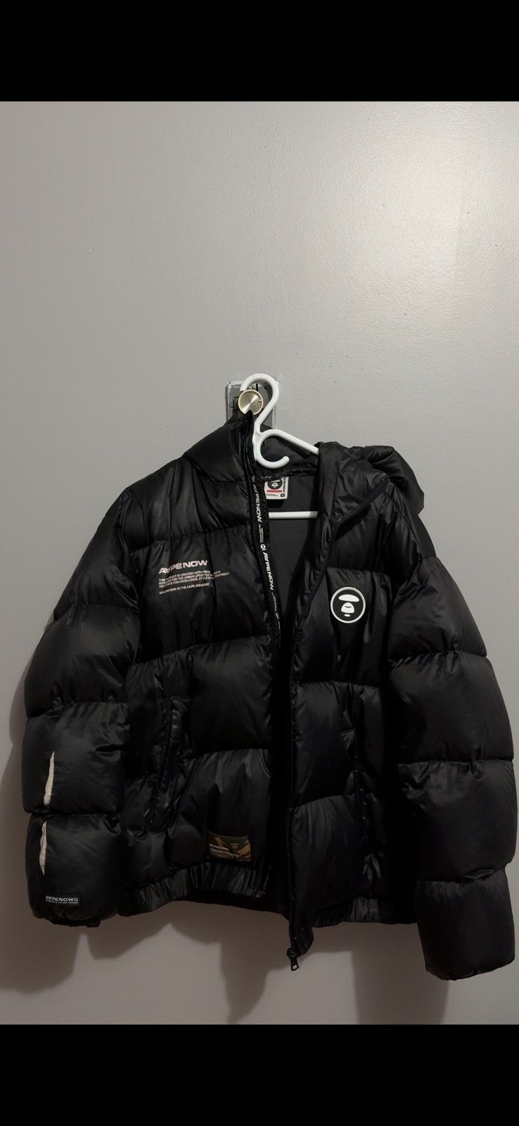 Aape AAPE BY A BATHING APE “AAPE NOW” Puffer Jacket (Black) | Grailed