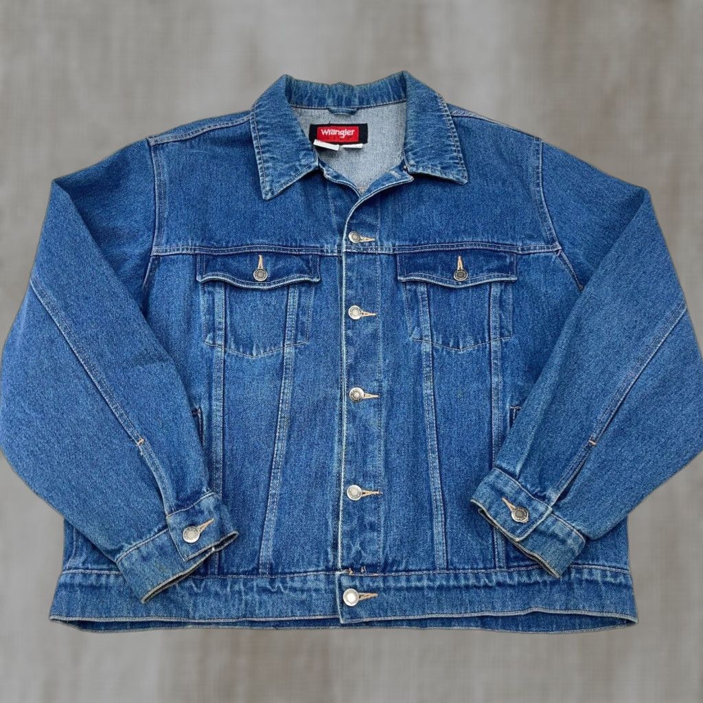 Wrangler Wrangler Mens XL Denim Jacket Blue Jean Trucker Biker Retro ...