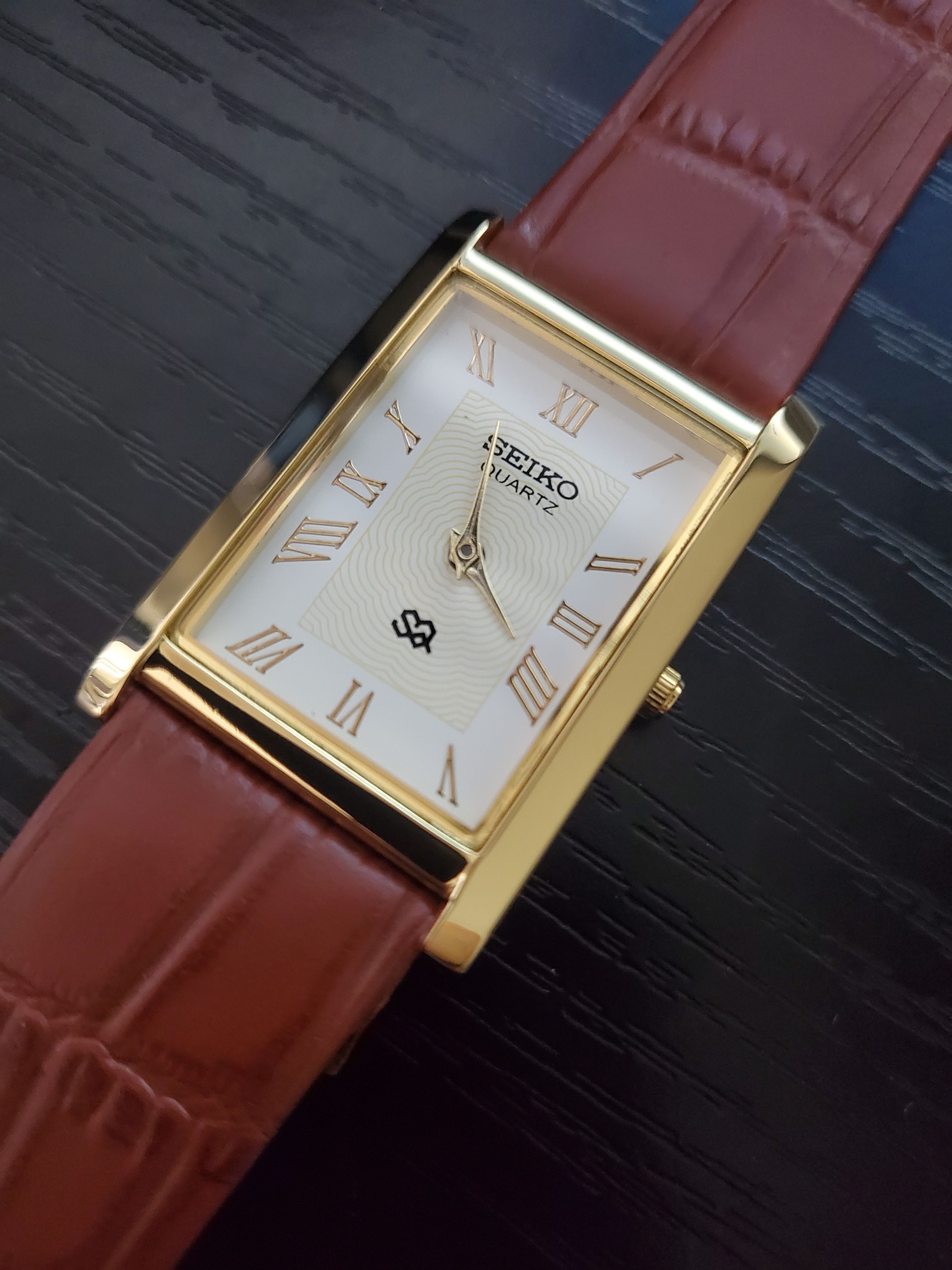 Seiko 🔥RARE VINTAGE Seiko Slim SQ Tank Leather Men's Watch | Grailed