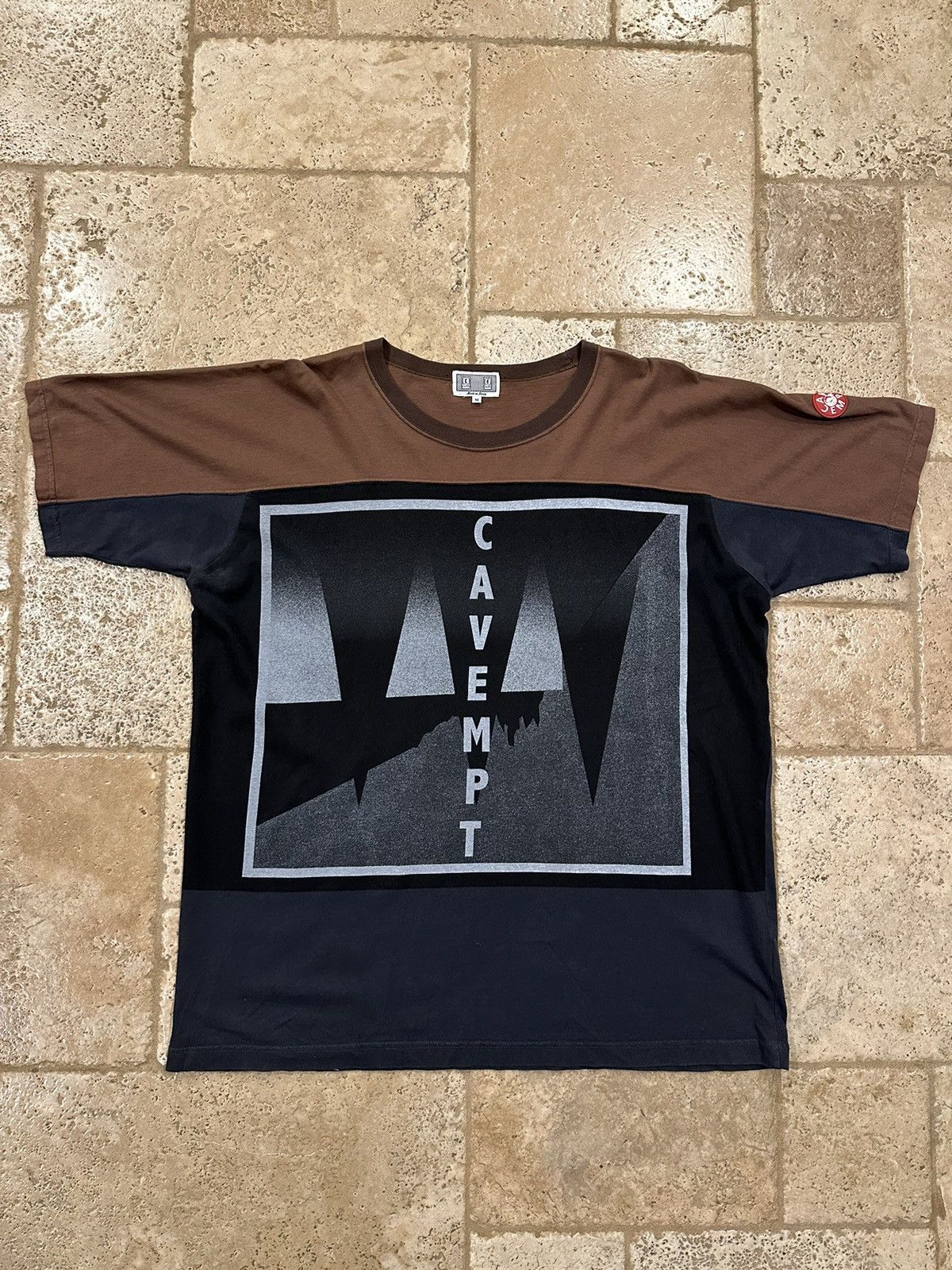 Cav Empt Cav Empt Brown Tri Color Red Logo Short Sleeve T-Shirt | Grailed