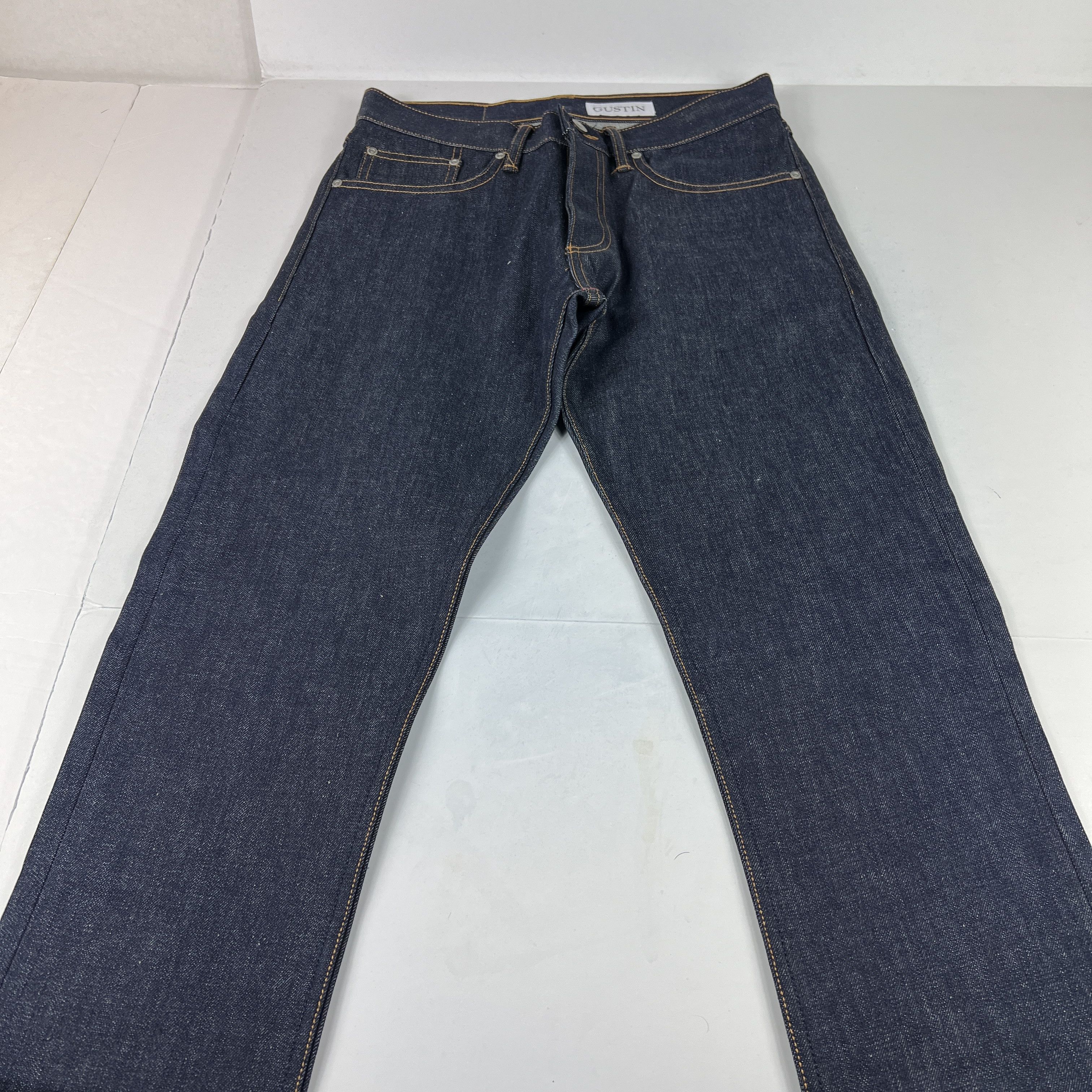 Gustin Gustin Jeans Slim Straight Dark Blue Selvedge Cotton Denim | Grailed