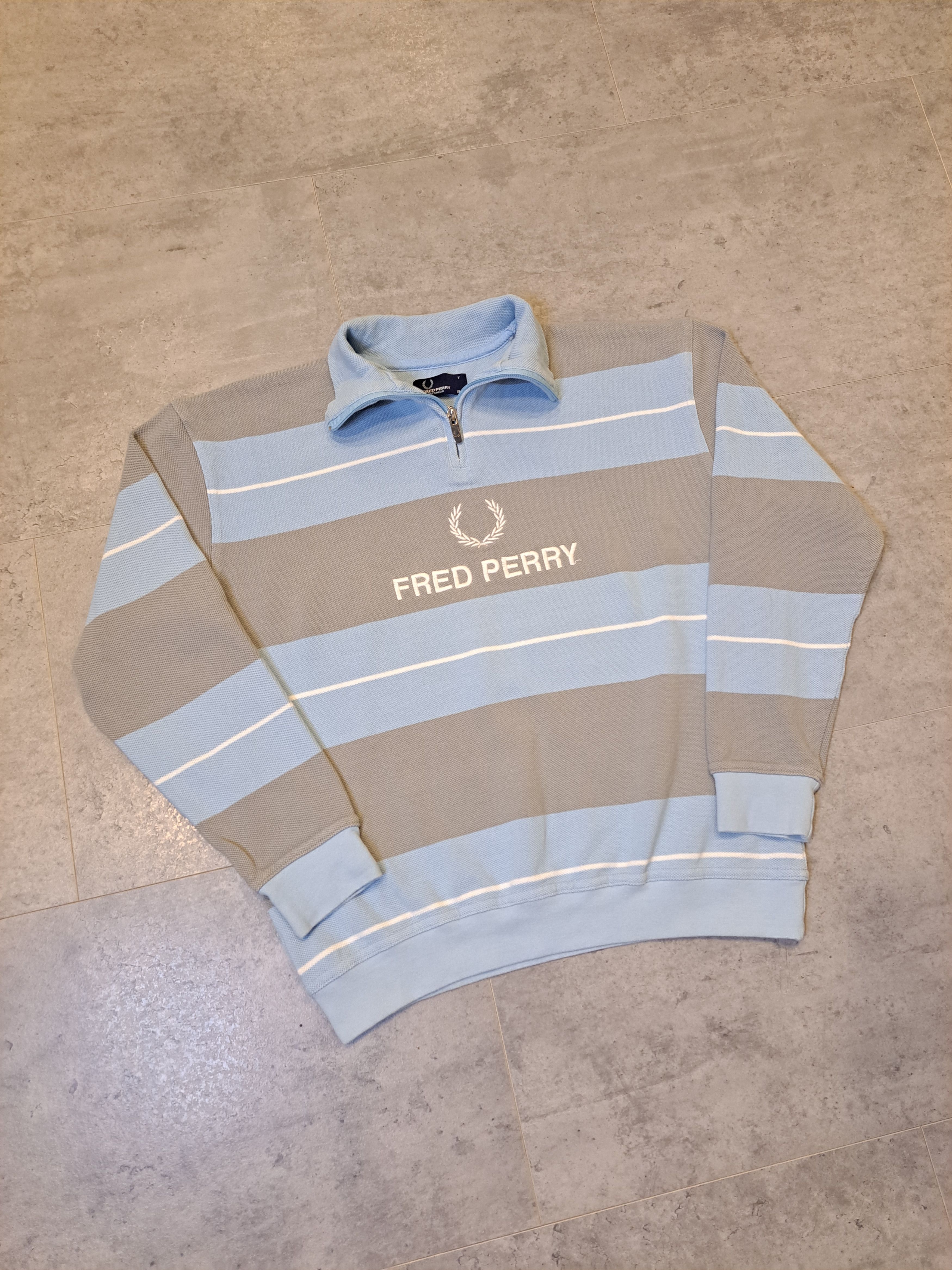 Fred Perry Vintage Fred Perry Baby Blue Half Zip Sweatshirt | Grailed
