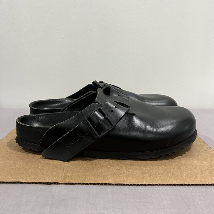 Rick Owens Boston Black Leather Clog Mules | Grailed