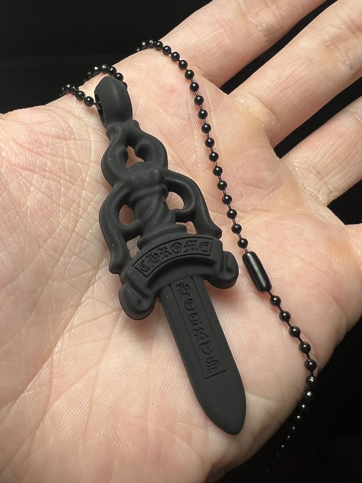 Chrome Hearts Chrome Hearts Black Silichrome Silicone Dagger Chain ...