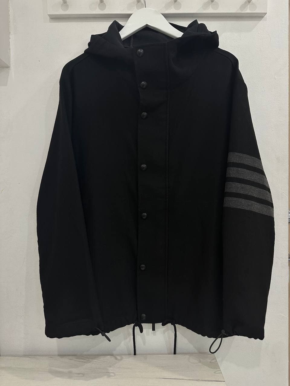 Thom Browne Thom Browne tonal 4-Bar TECH TWILL HOODED JACKET | Grailed
