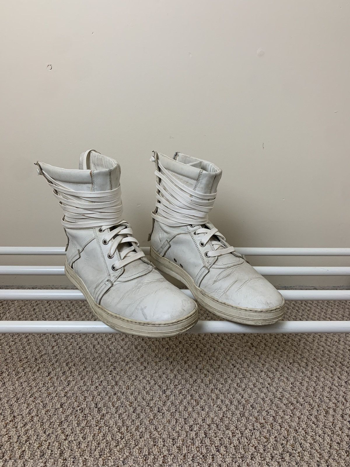 Dior × Kris Van Assche Dior Homme SS10 Backlace White Leather High Top ...