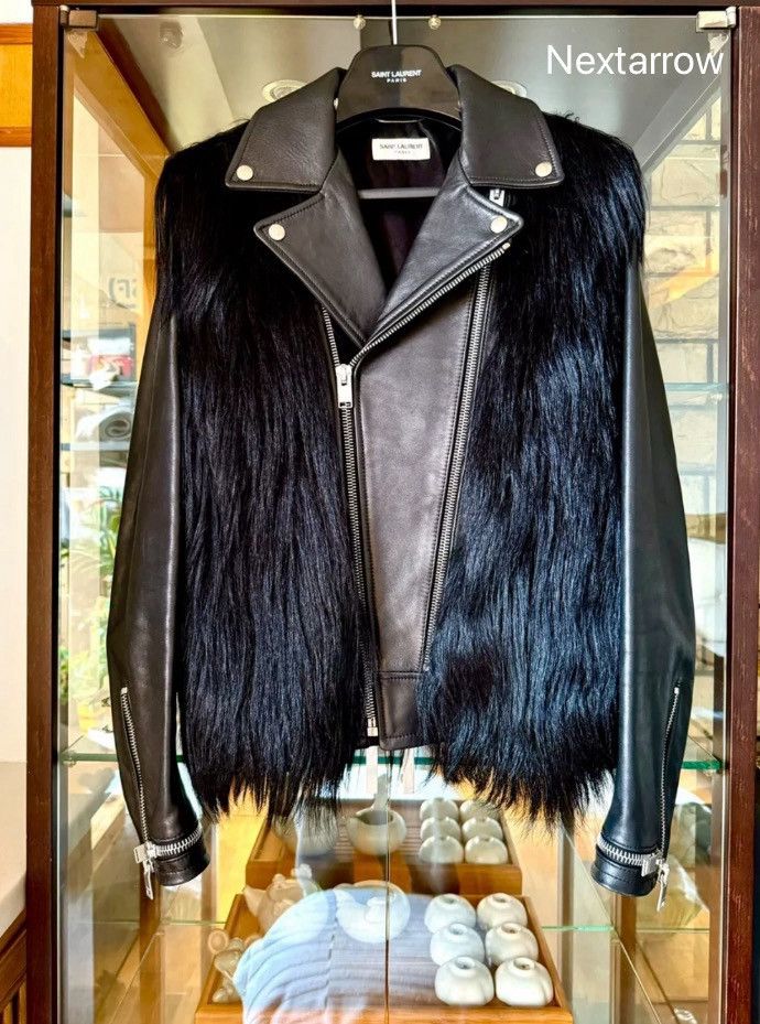 Saint Laurent Paris × Yves Saint Laurent Saint Laurent 13fw Year Fur Leather Jacket2411 ...