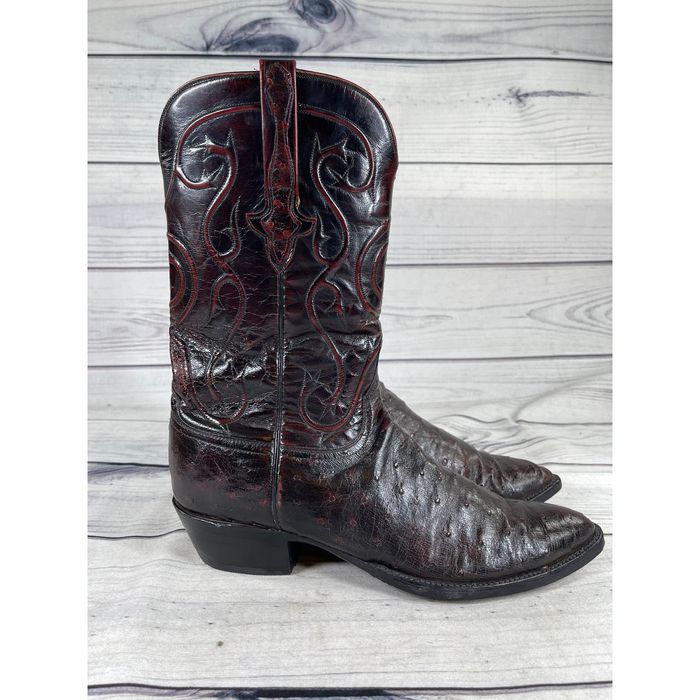 Lucchese Lucchese Cowboy Boots Mens Black Cherry Leather Size 13B | Grailed