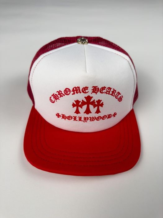 Chrome Hearts Chrome Hearts Triple Cross Hollywood Trucker Hat Red ...