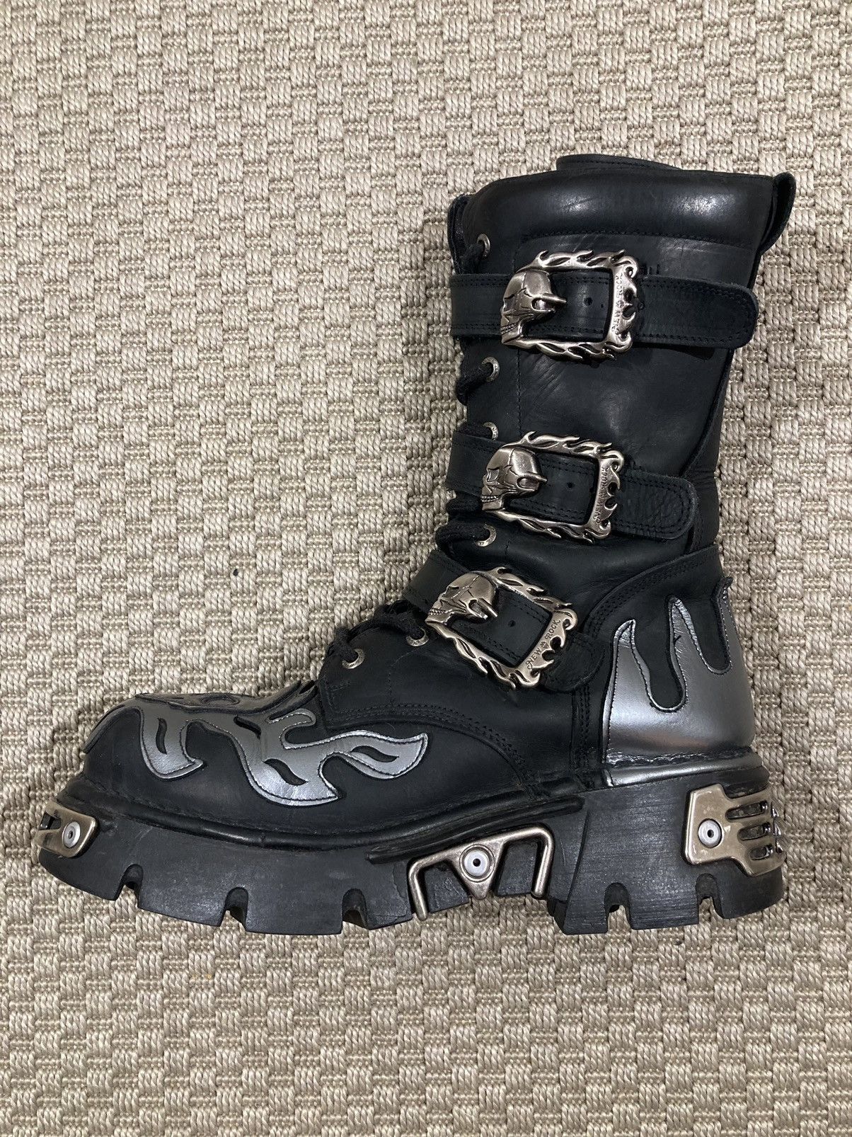 New Rock New Rock Reactor Silver Skull Boots | Grailed