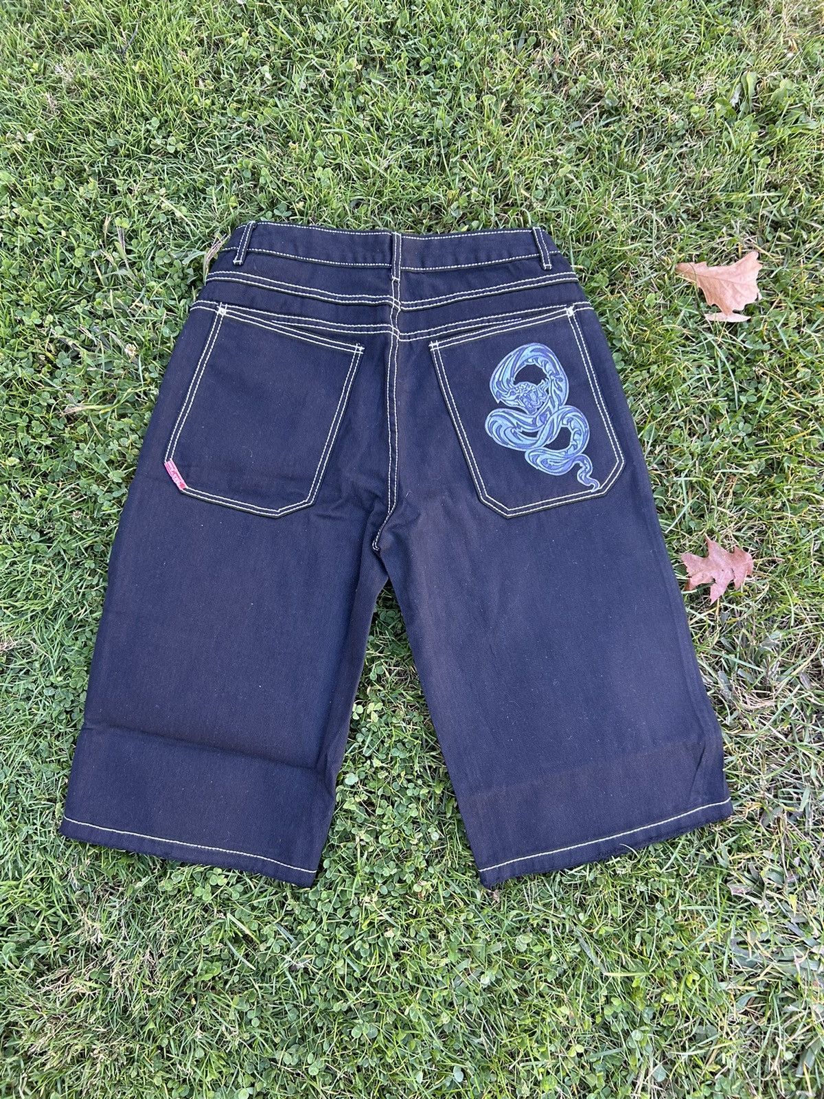 JNCO Fake JNCO Snake Baggy Y2K Southpole Black Jean Shorts Jorts | Grailed