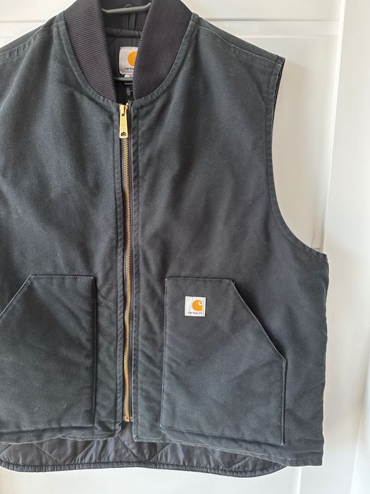 Vintage Carhartt V01 Duck Vest Black Made in MEXICO Quilted lined | Grailed