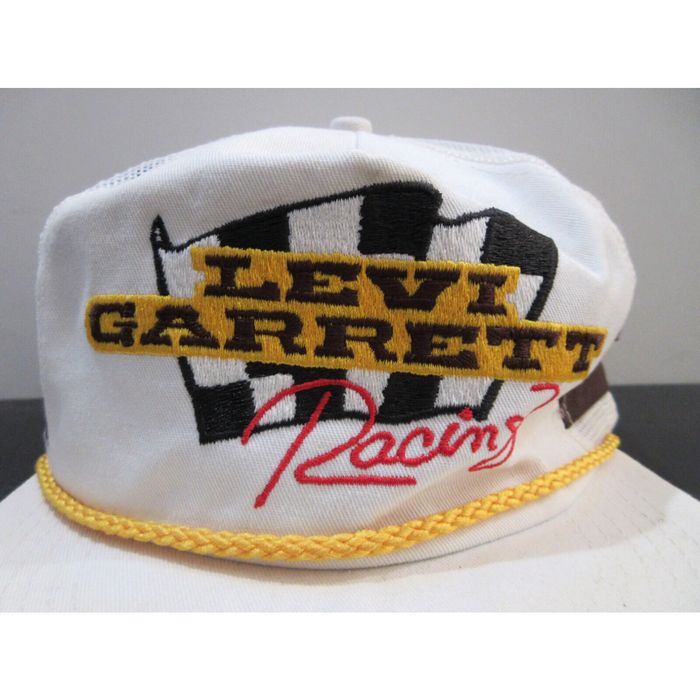 NASCAR VINTAGE Nascar Hat Cap Snap Back Levi Garrett 3 Stripe Racing ...