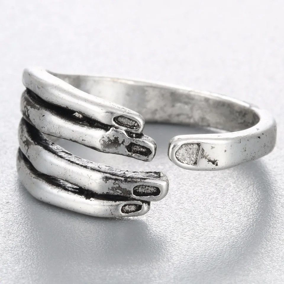Jewelry × Streetwear × Vintage Hand Finger Ring Art Silver Anatomy ...