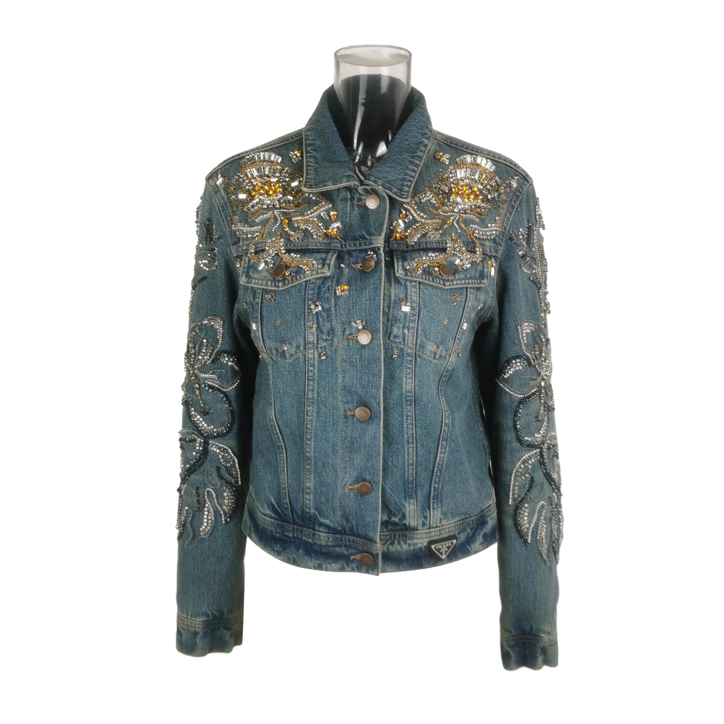 Prada Prada Bejeweled Denim Jacket for Stylish Elevation 0079 | Grailed