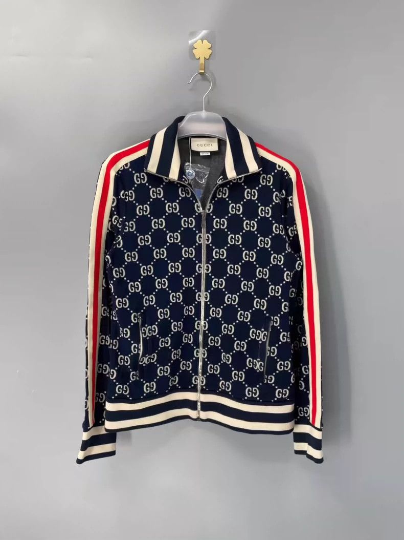 Gucci Gucci Red and blue full print double G school uniform jacke | Grailed