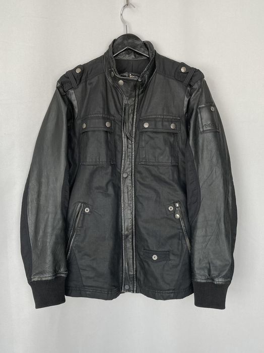 Diesel Vintage Diesel Leather & Waxed Biker Multipocket Jacket | Grailed